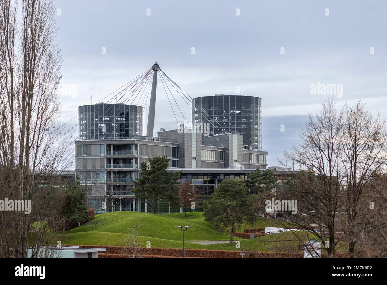 Volkswagen Autostadt parking towers on an overcast winter day Stock ...