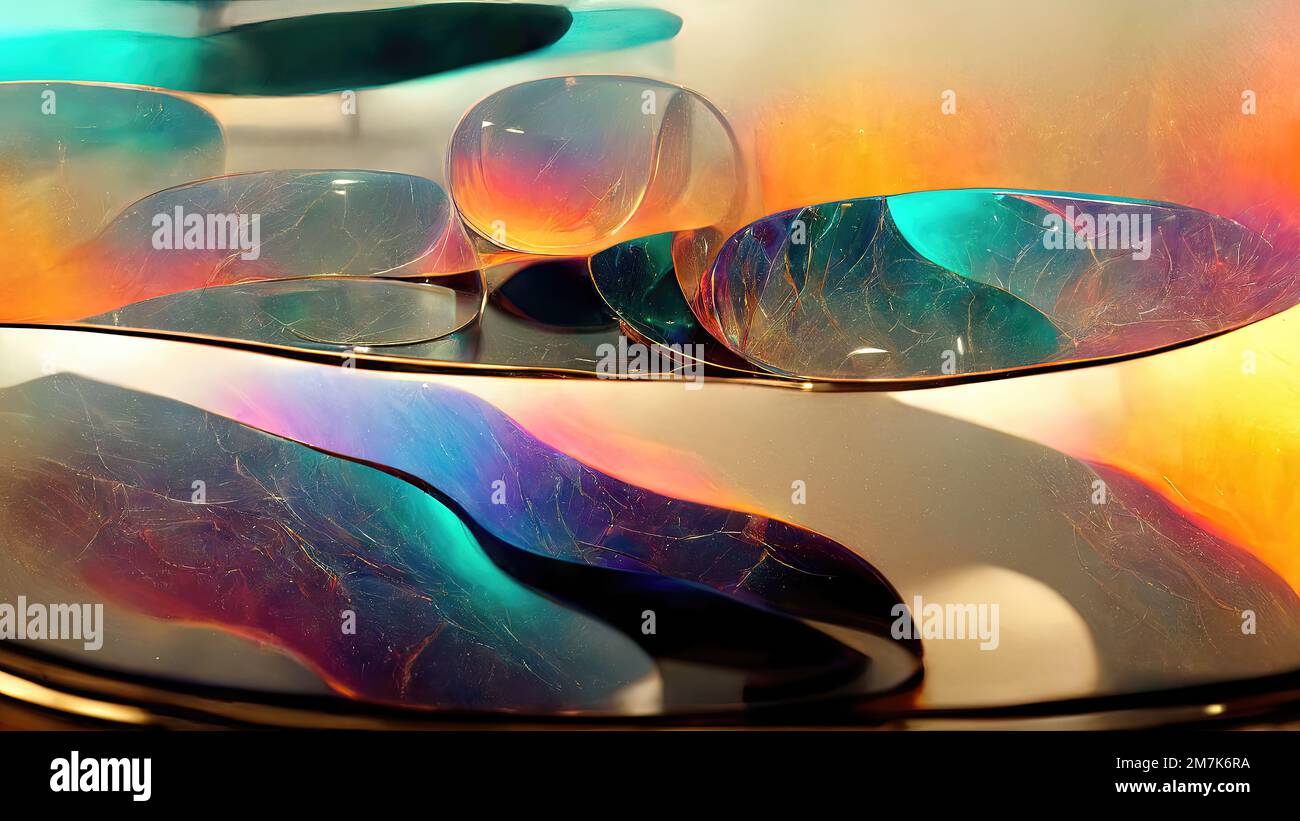 Oval objects on the table, beautiful reflections and refractions made ...