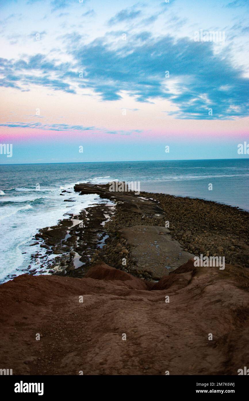Sunset at Filey Brigg Stock Photo - Alamy