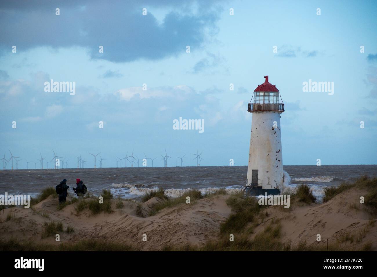 Moody Talacre Lighthouse Stock Photo - Alamy