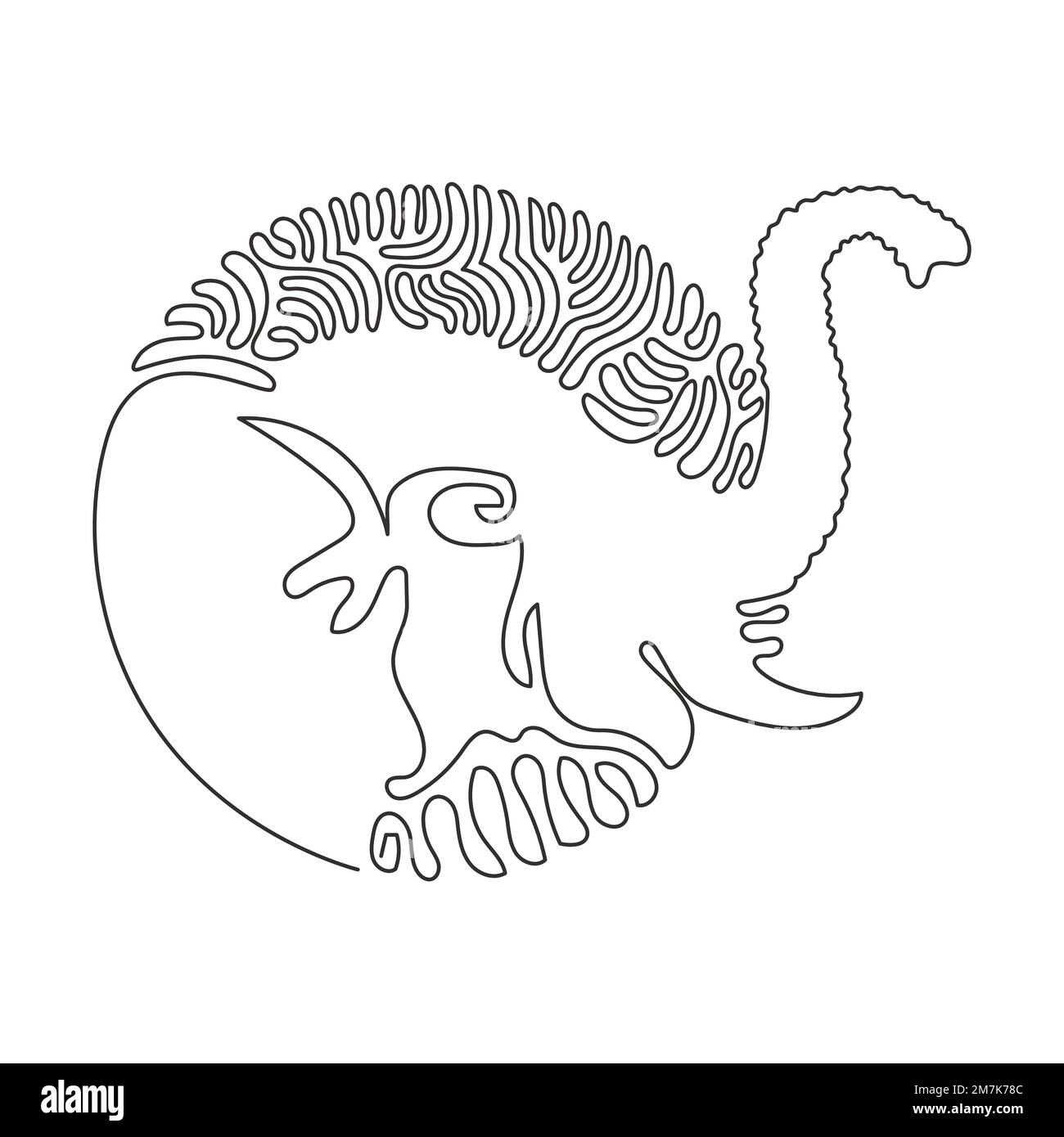 Single curly one line drawing of elephant has a large ear. Continuous ...