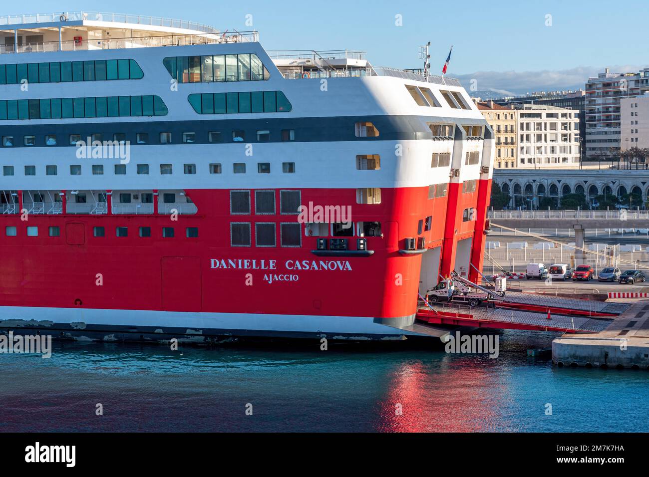 The Linea Corsica Daniele Casanova ferry docks in Marseille. The ...