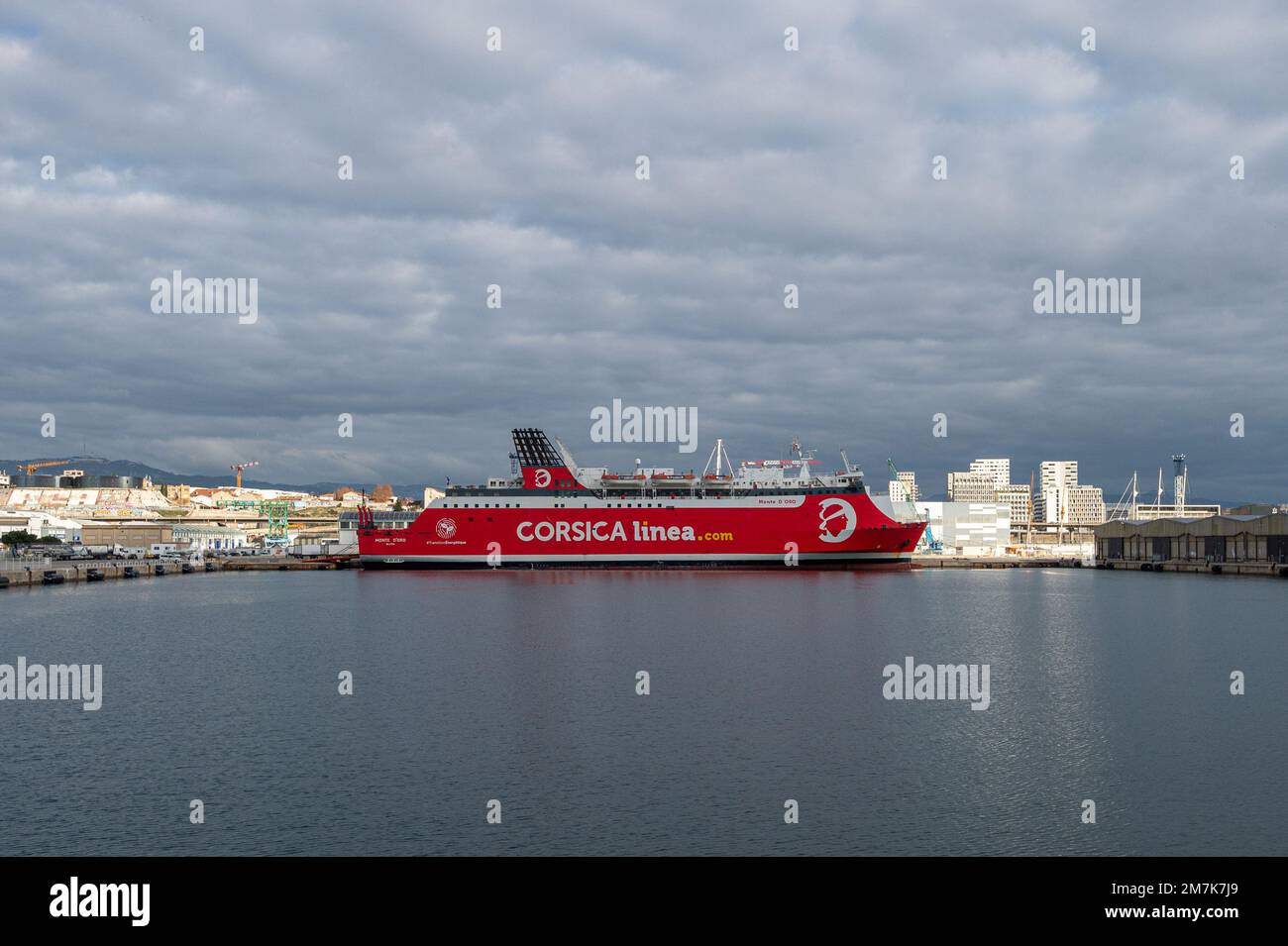 Corsica Linea ferry "Monte d'Oro" is docked in Marseille. The Corsica ...