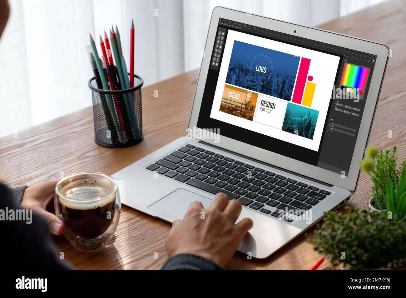 Graphic designer software for modern design of web page and commercial ...