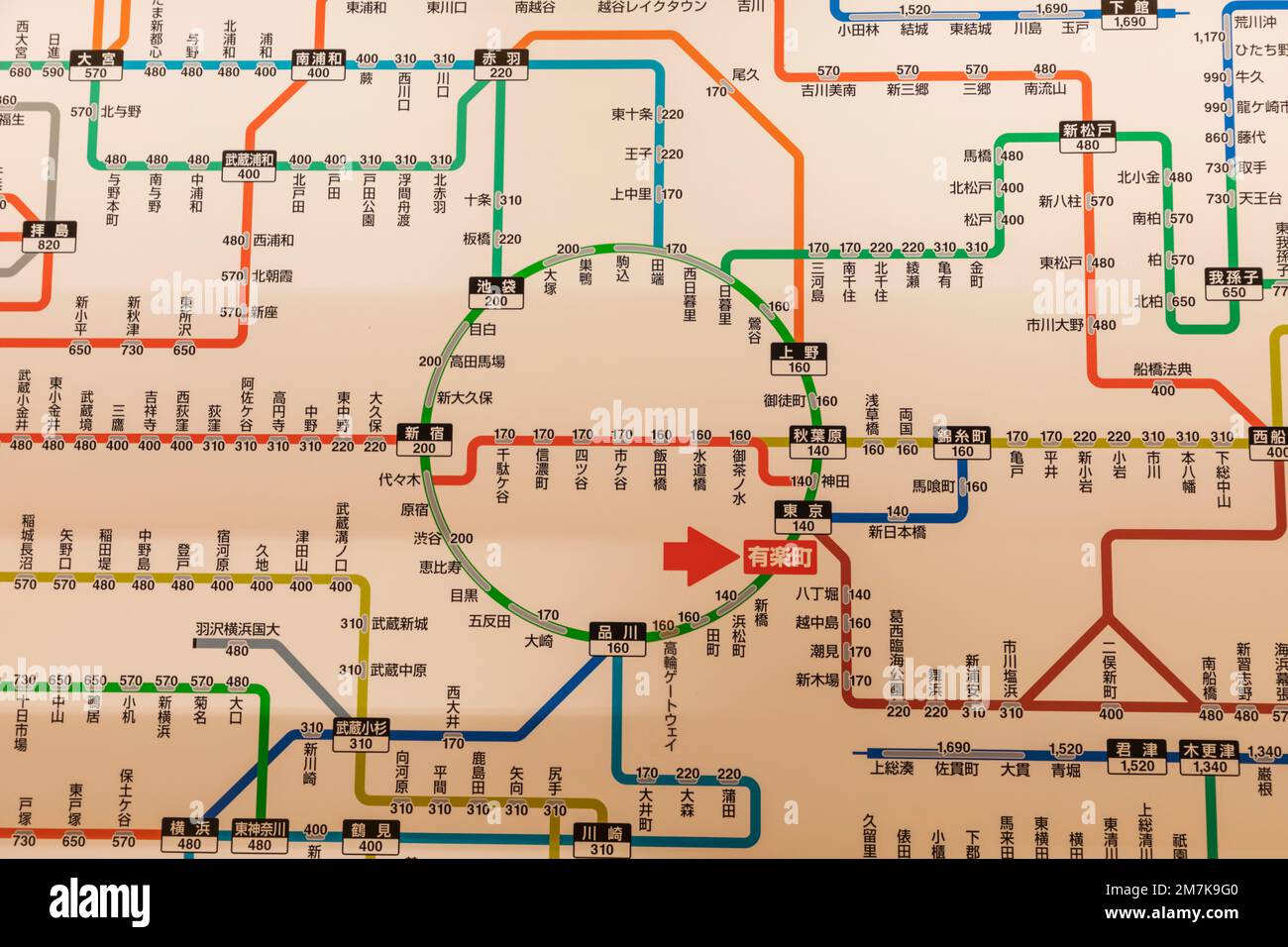 Japan, Honshu, Tokyo, Yurakucho, Japanese Language Map showing the ...