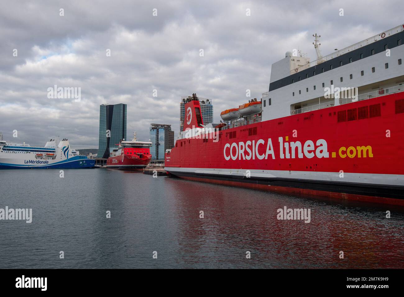 January 6, 2023, Marseille, France: Corsica Linea ferries (R) and La ...