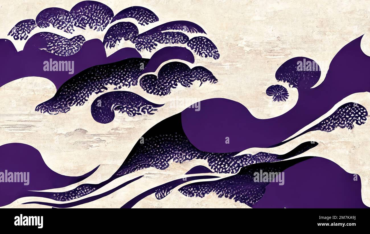 A set of purple organic curves, abstract and striking, retro and ...