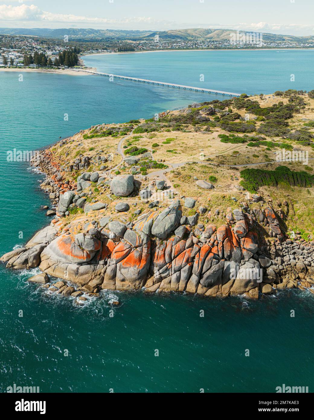An aerial view of a small island in the middle of the ocean in Victor ...