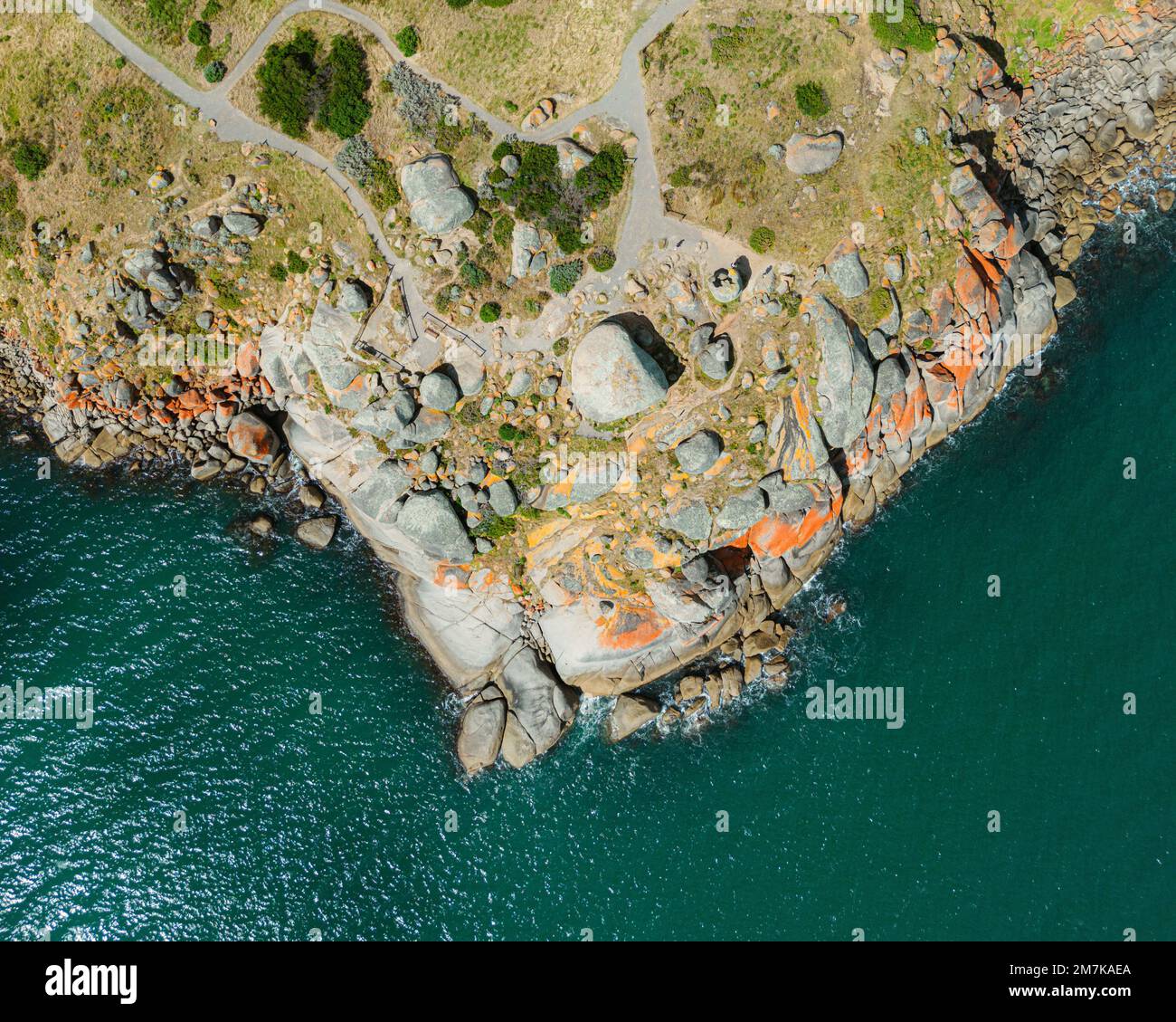 An aerial view of a small island in the middle of the ocean in Victor ...