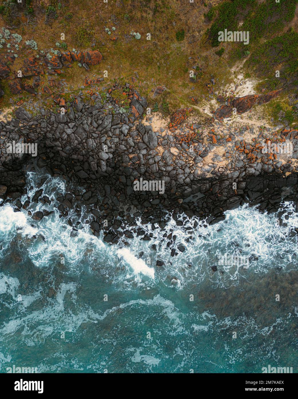 An aerial view of Waitpinga beach of a small island in summer Stock ...
