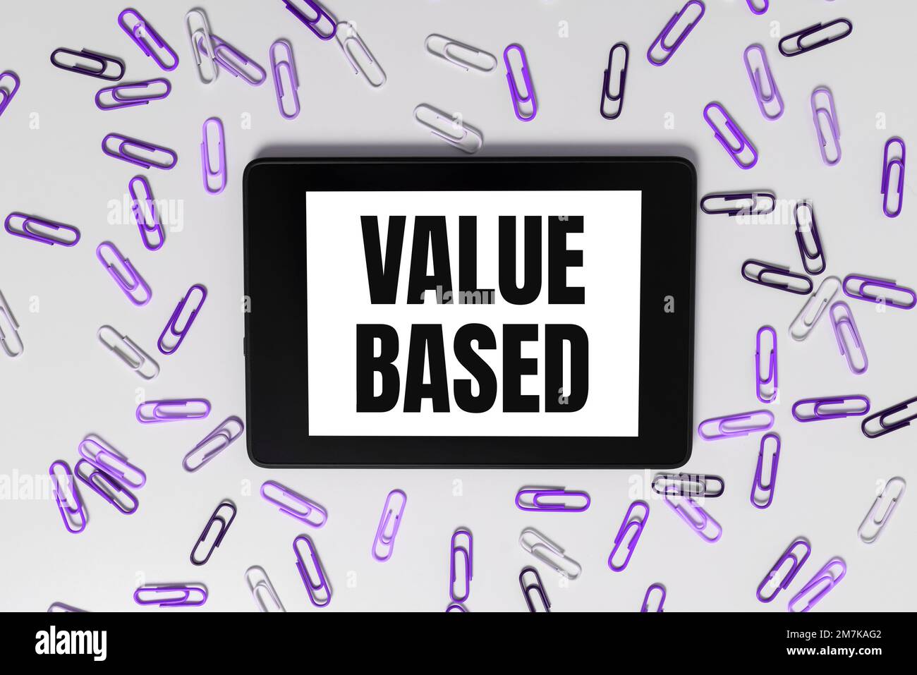 Sign displaying Value Based. Conceptual photo Considering the product ...