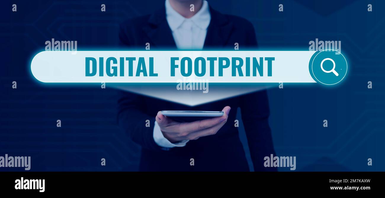 Writing displaying text Digital Footprint. Word for uses digital ...