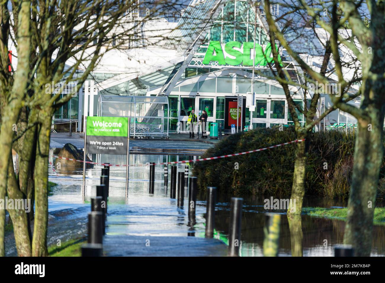 Scenes of a flooded Halbeath retail park in Dunfermline, as parts of ...