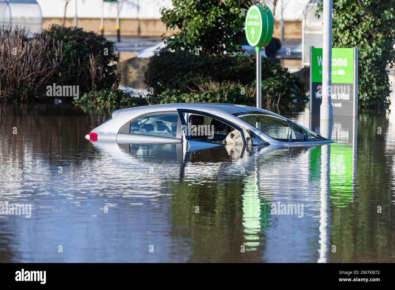 Scenes of a flooded Halbeath retail park in Dunfermline, as parts of ...