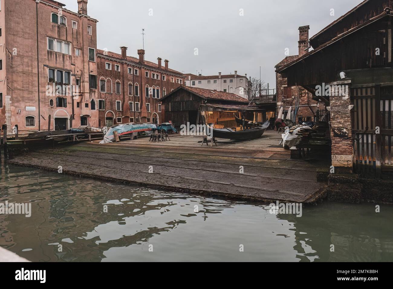 Scene of Gondola construction workshop in Venice Stock Photo - Alamy