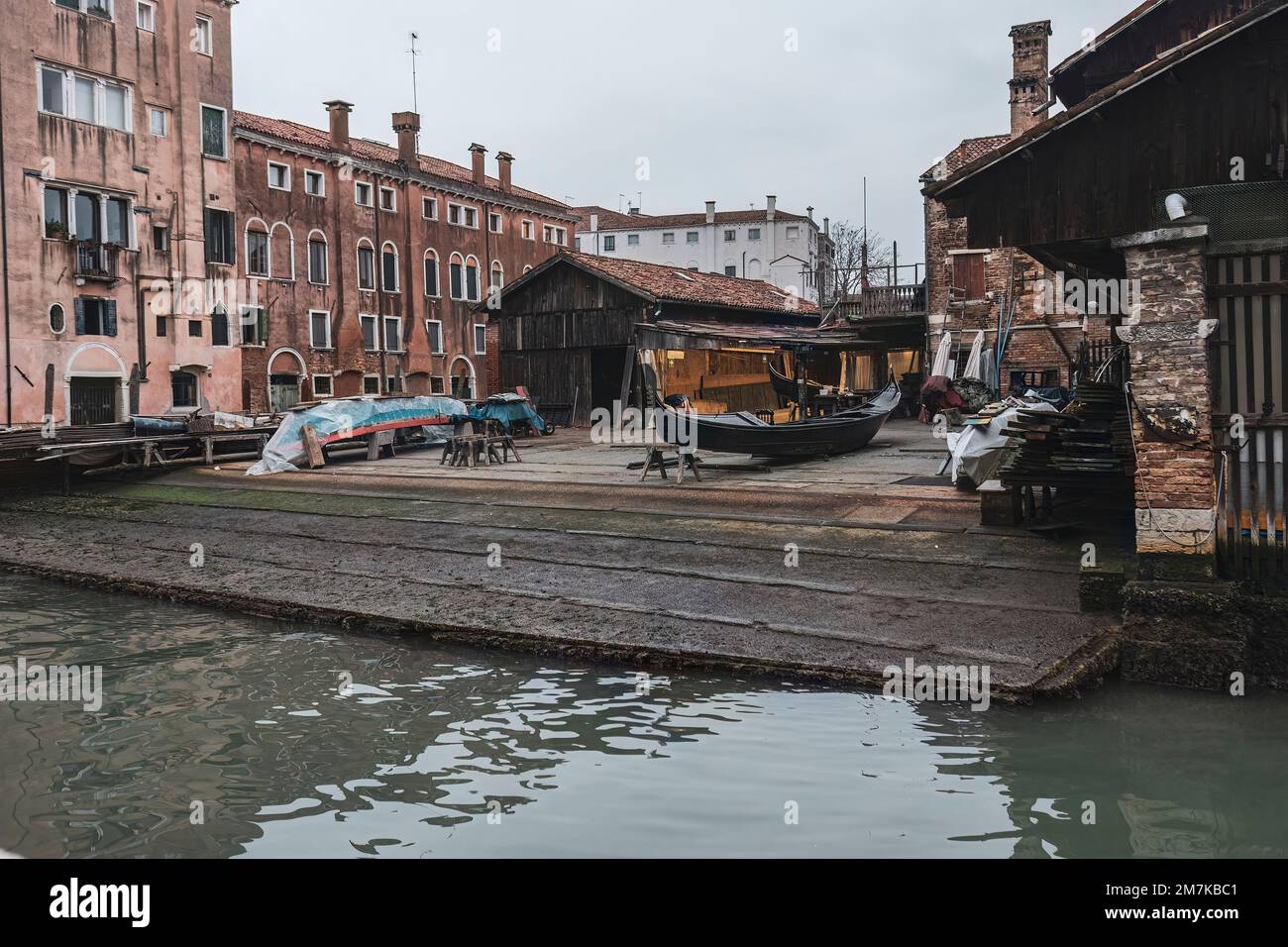 Scene of Gondola construction workshop in Venice Stock Photo - Alamy