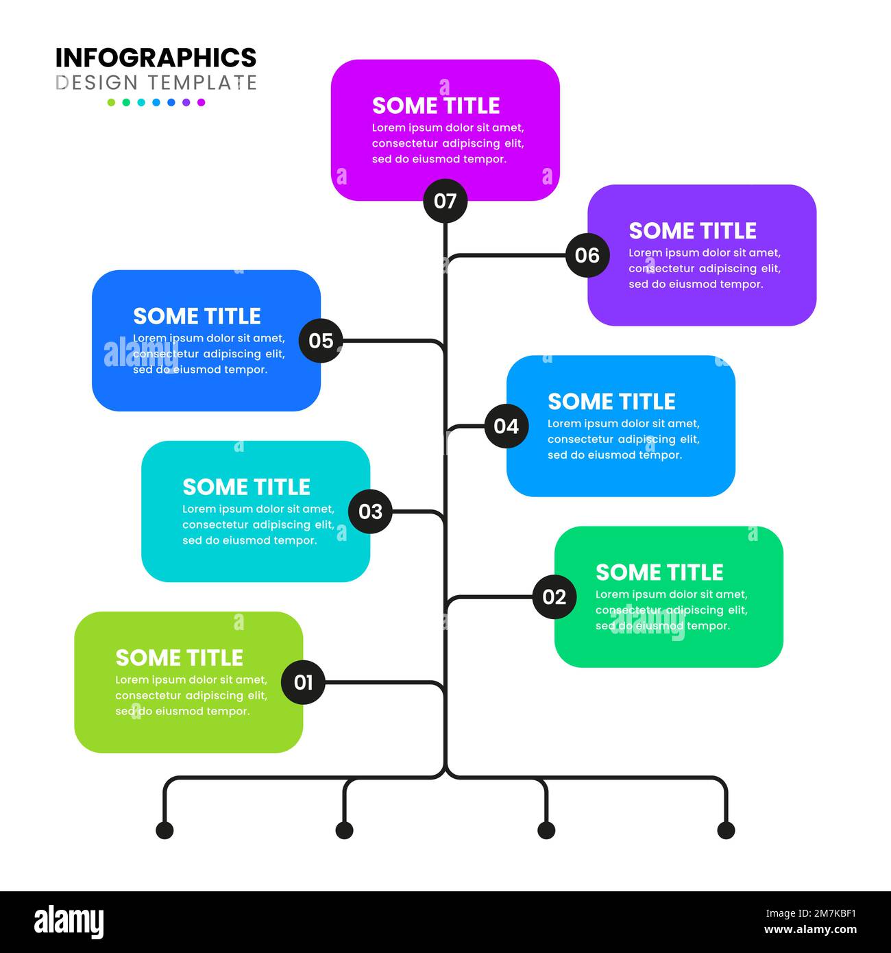 Infographic template with 7 options or steps. Tree. Can be used for workflow layout, diagram ...
