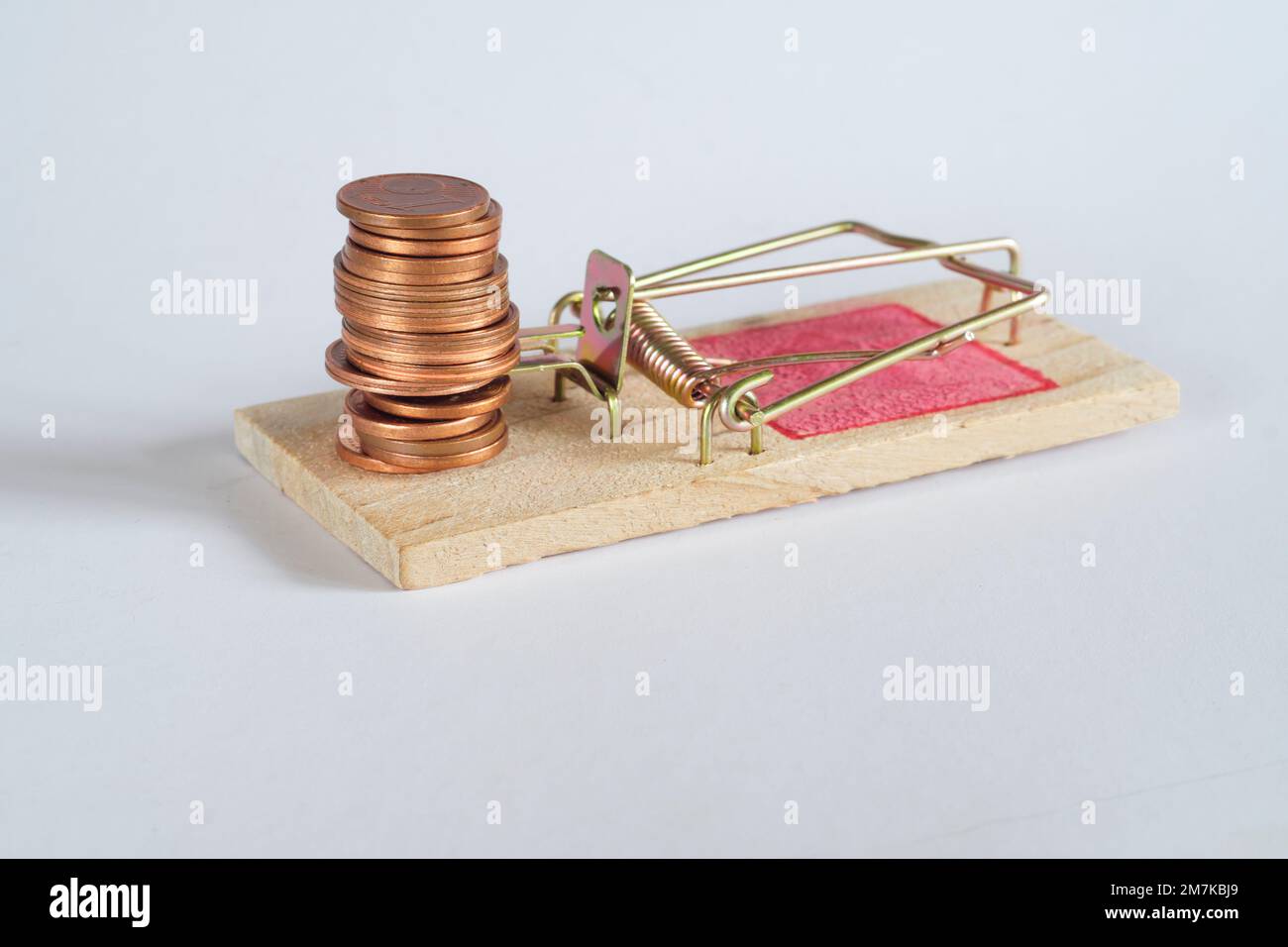 Risk management business concept.Mouse trap and stack of money,careful ...