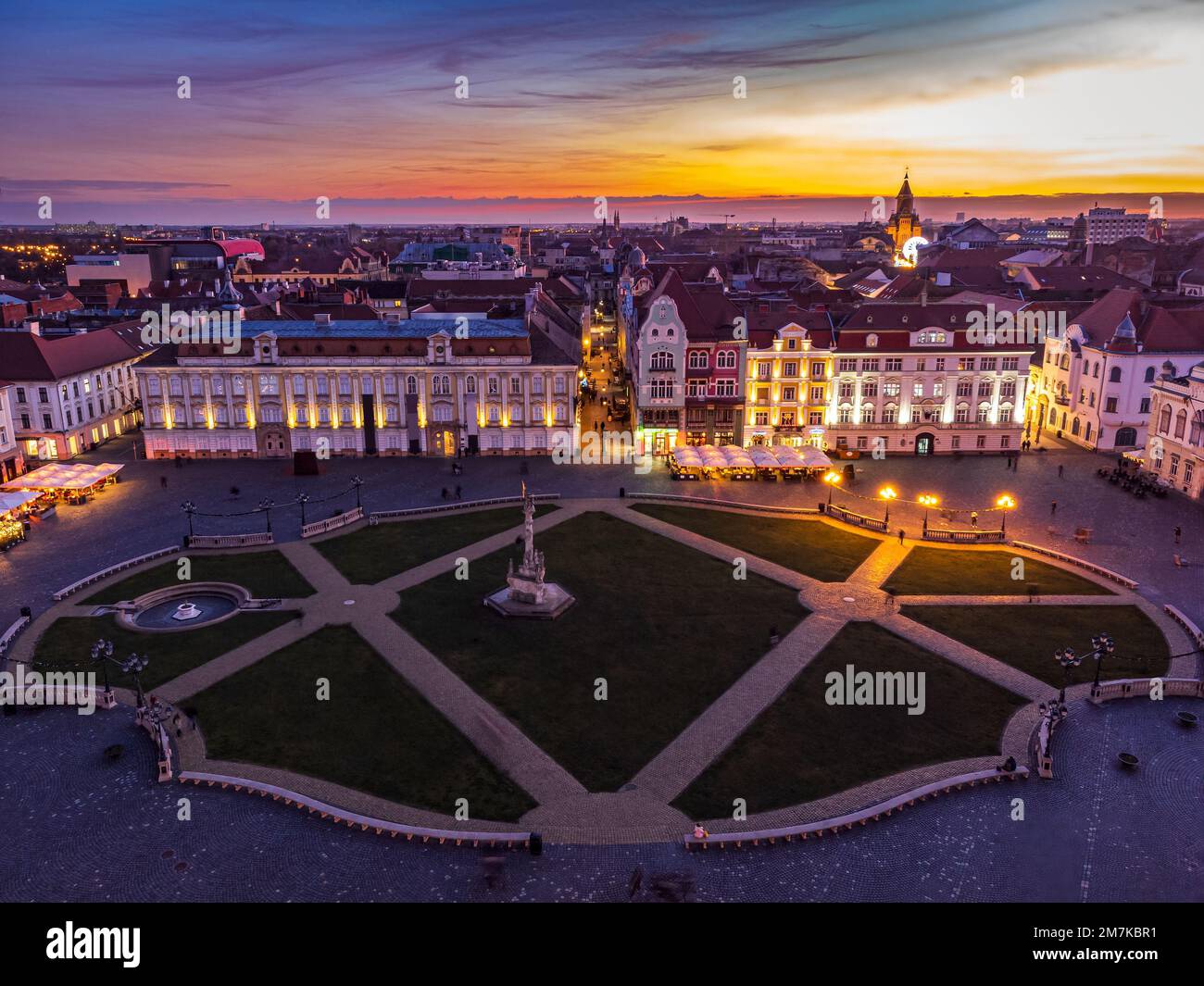 Union Square aerial view with the surrounding baroque style buildings ...
