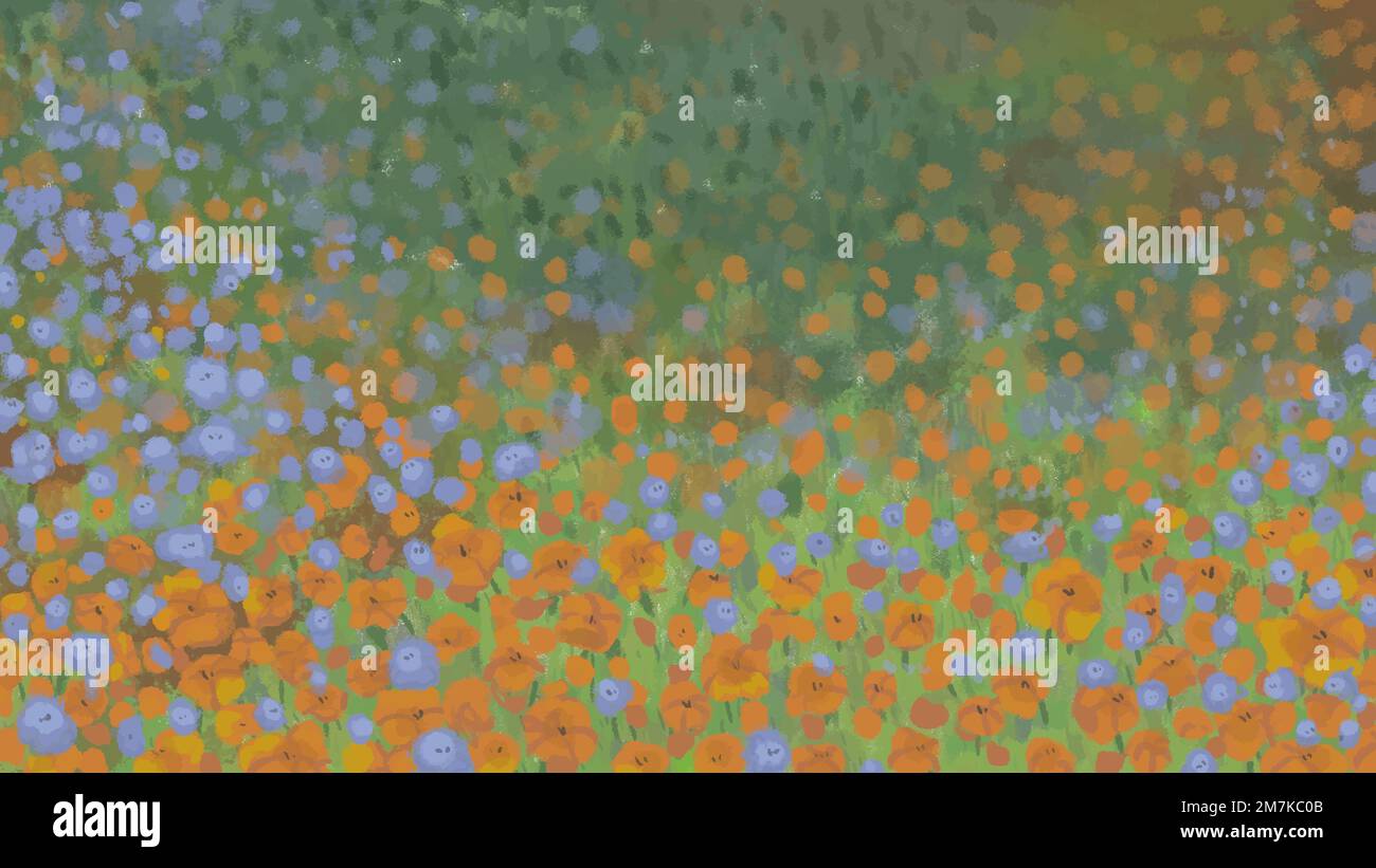 Blooming poppy field background template vector Stock Vector Image ...