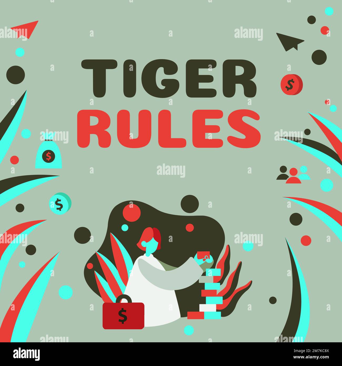 Sign displaying Tiger Rules. Word Written on Willpower and personal ...