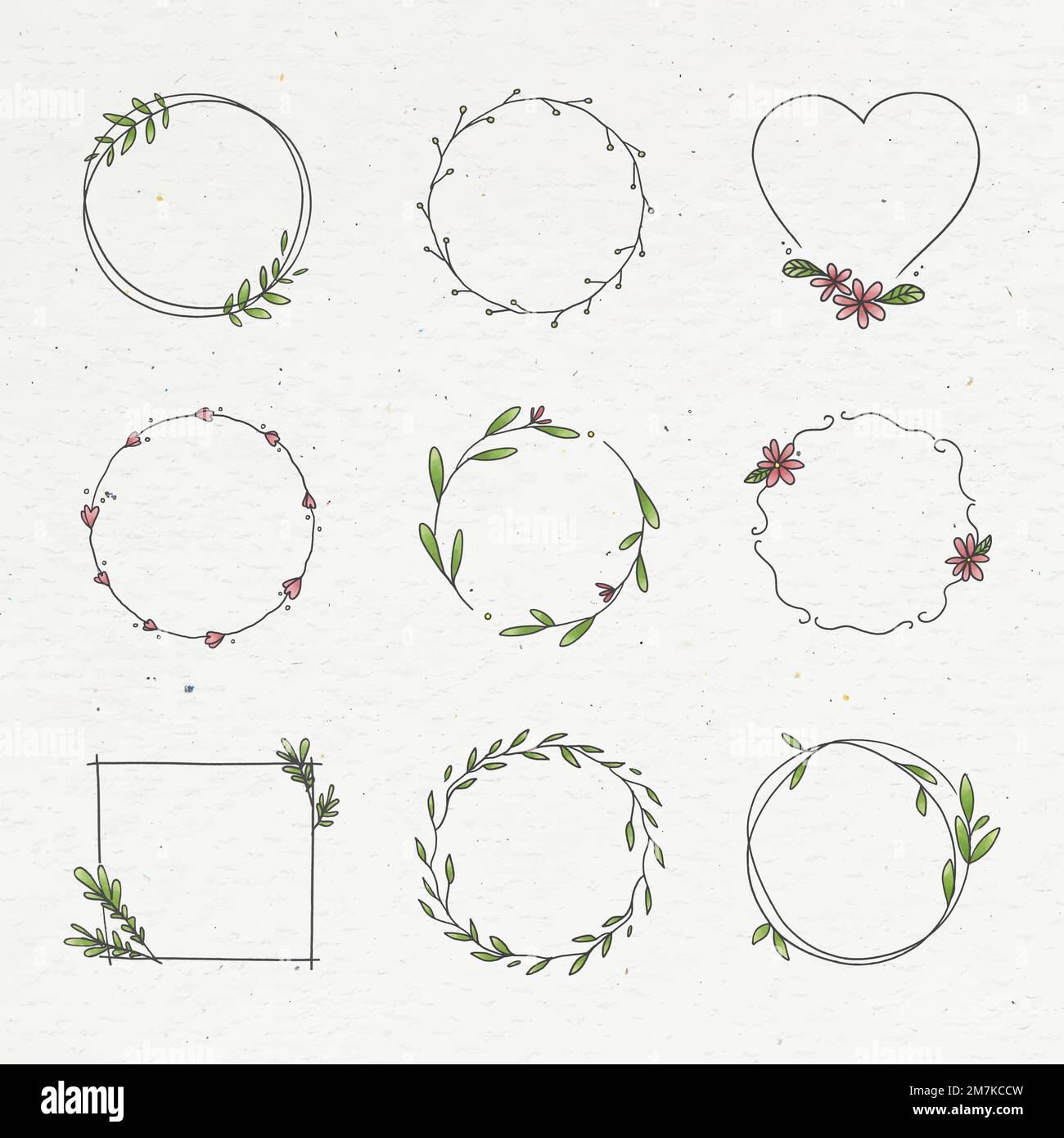 Doodle floral wreath vector collection Stock Vector Image & Art - Alamy