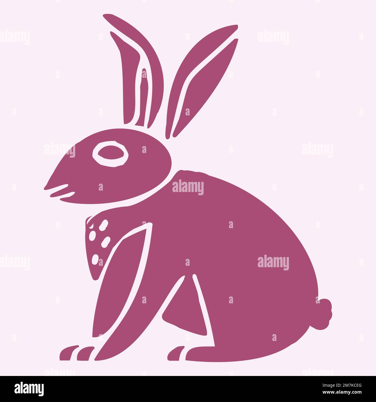 2023 year of the rabbit easter bunny vector doodle. Viva magenta cute ...