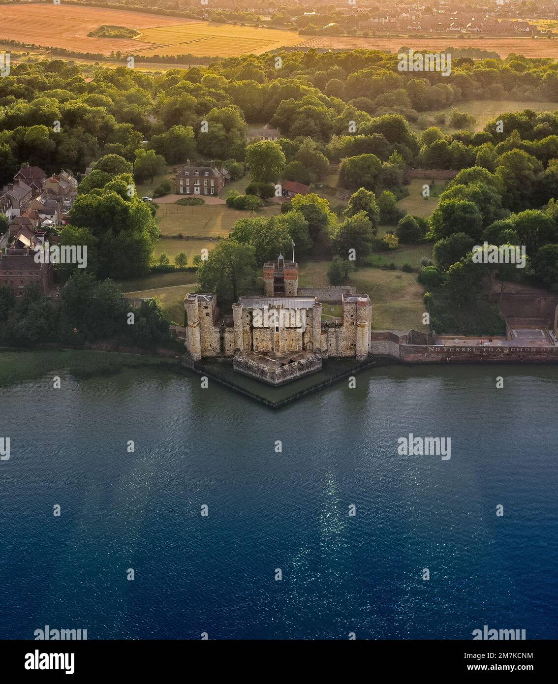 Scenic aerial view of the Upnor Castle across the river Medway, UK ...
