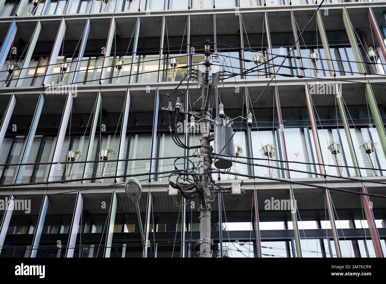 Tokyo, Japan. 3rd Jan, 2023. Overhead power lines and electrical ...