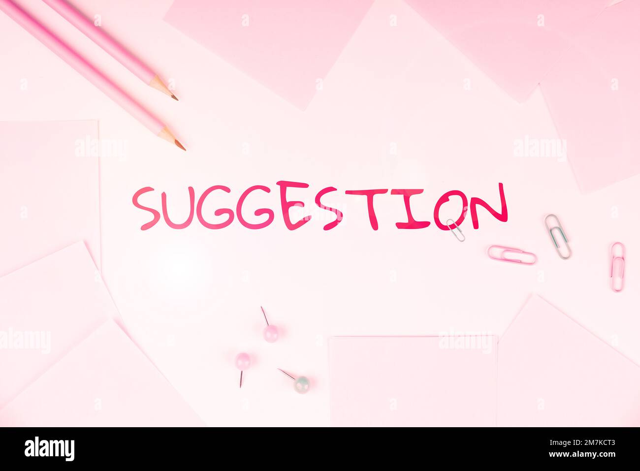 Text caption presenting Suggestion. Word Written on the process of one ...