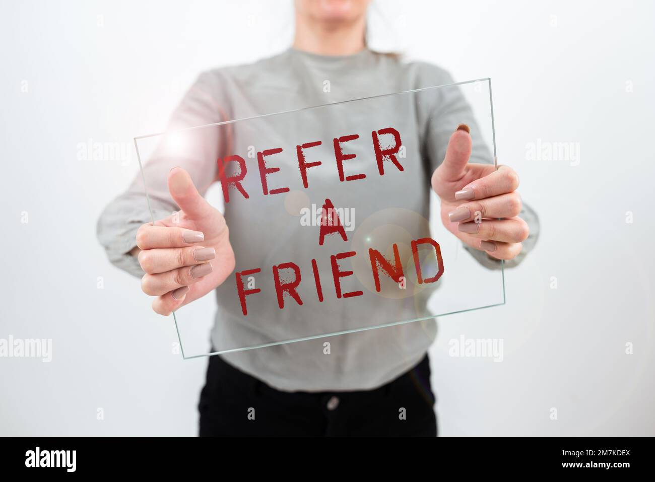 Sign displaying Refer A Friend. Word Written on Recommendation Appoint ...