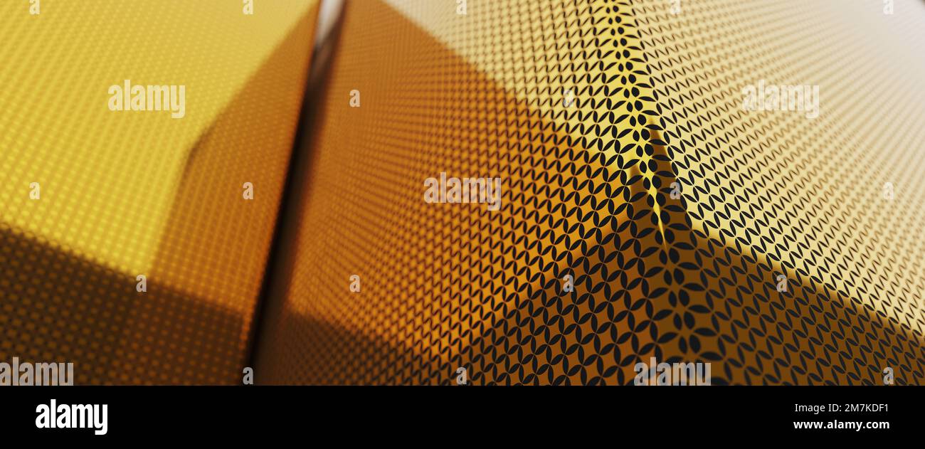 3d rendering Abstract Golden ridge luxury Cubes background Stock Photo ...