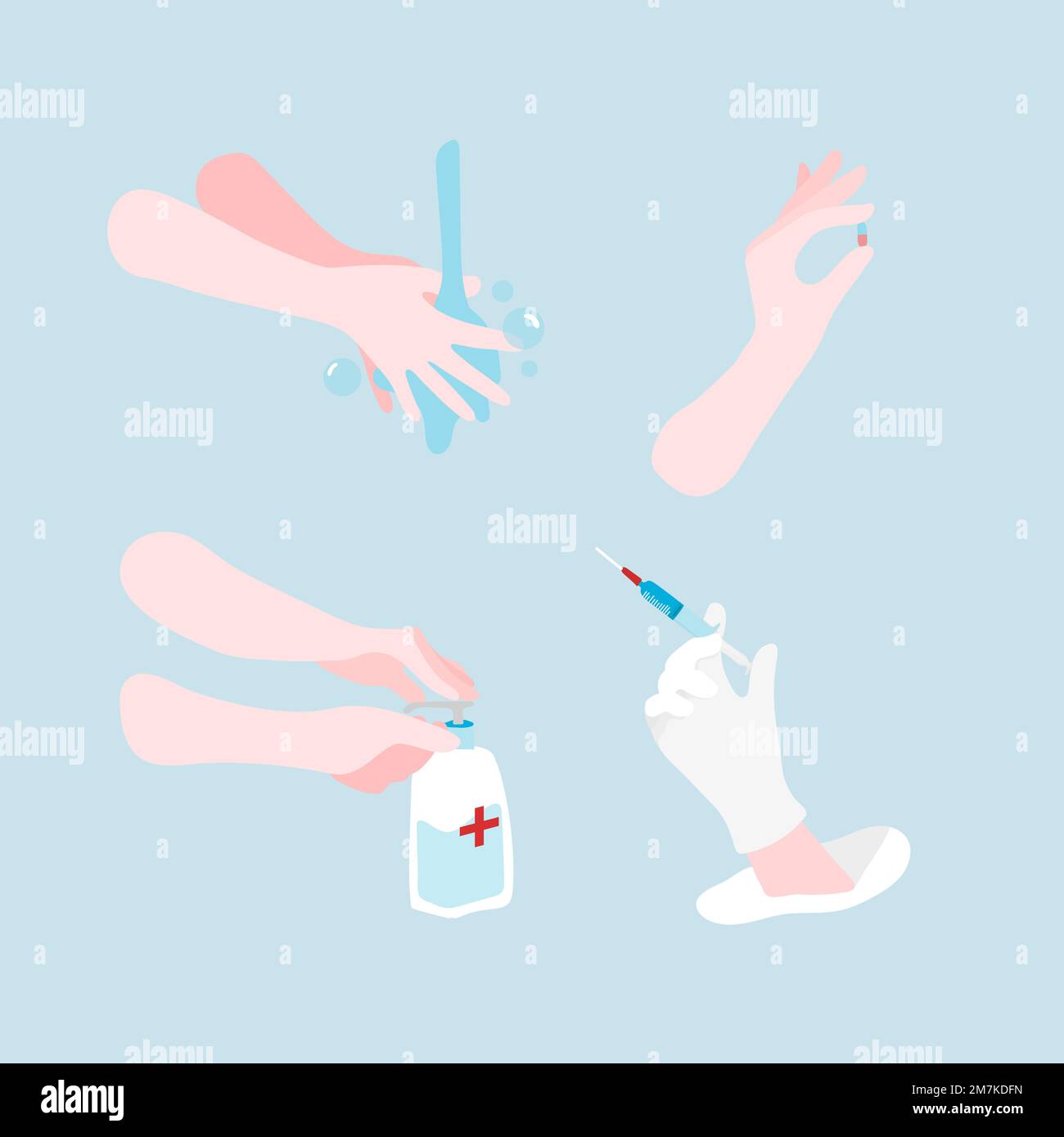 Virus spread prevention design element set vector Stock Vector Image ...