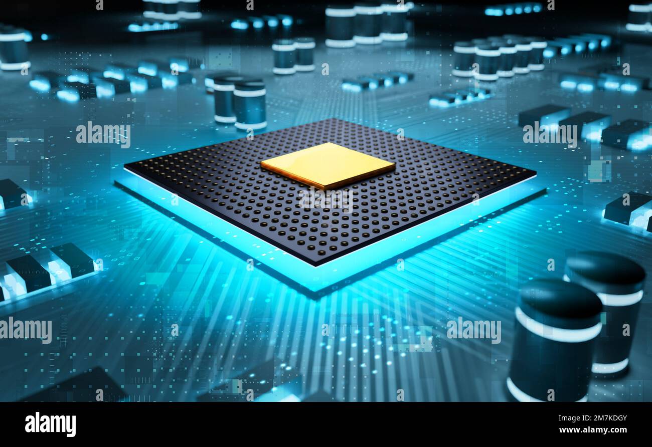 3d Rendering Circuit CPU Chipset Stock Photo - Alamy