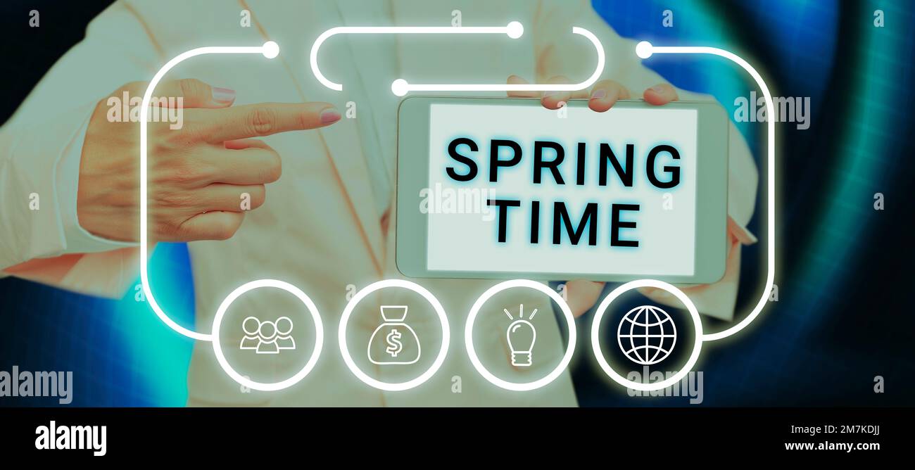 Text caption presenting Spring Time. Business approach temperate season ...