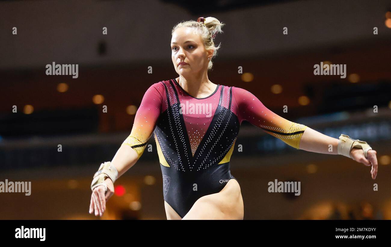 Arizona State's Hannah Scharf competes on the vault during an NCAA ...