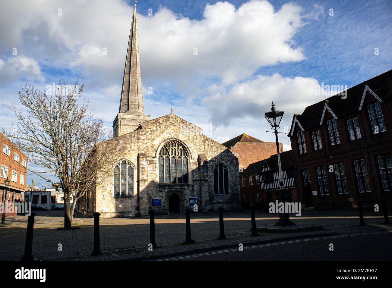 A low-angle view of a church in Southampton, United Kingdom Stock Photo ...