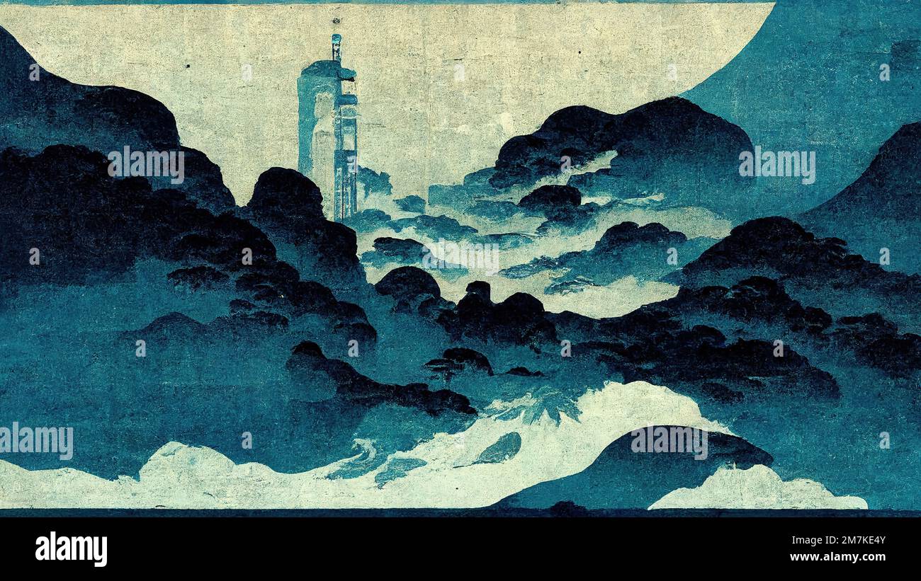 Modern, retro, traditional and classic Japanese ukiyo-e style design ...