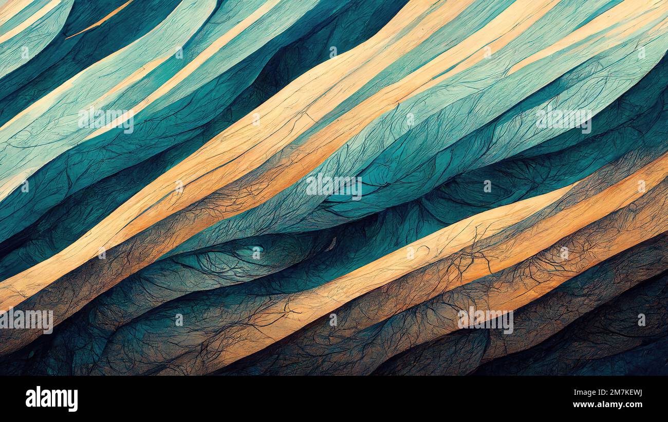 Green and yellow arabesque-like wavy diagonal flow, abstract, delicate ...