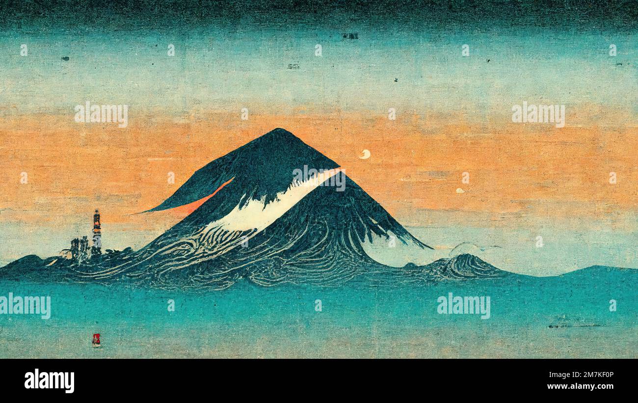 Modern, retro, traditional and classic Japanese Ukiyo-e style design ...