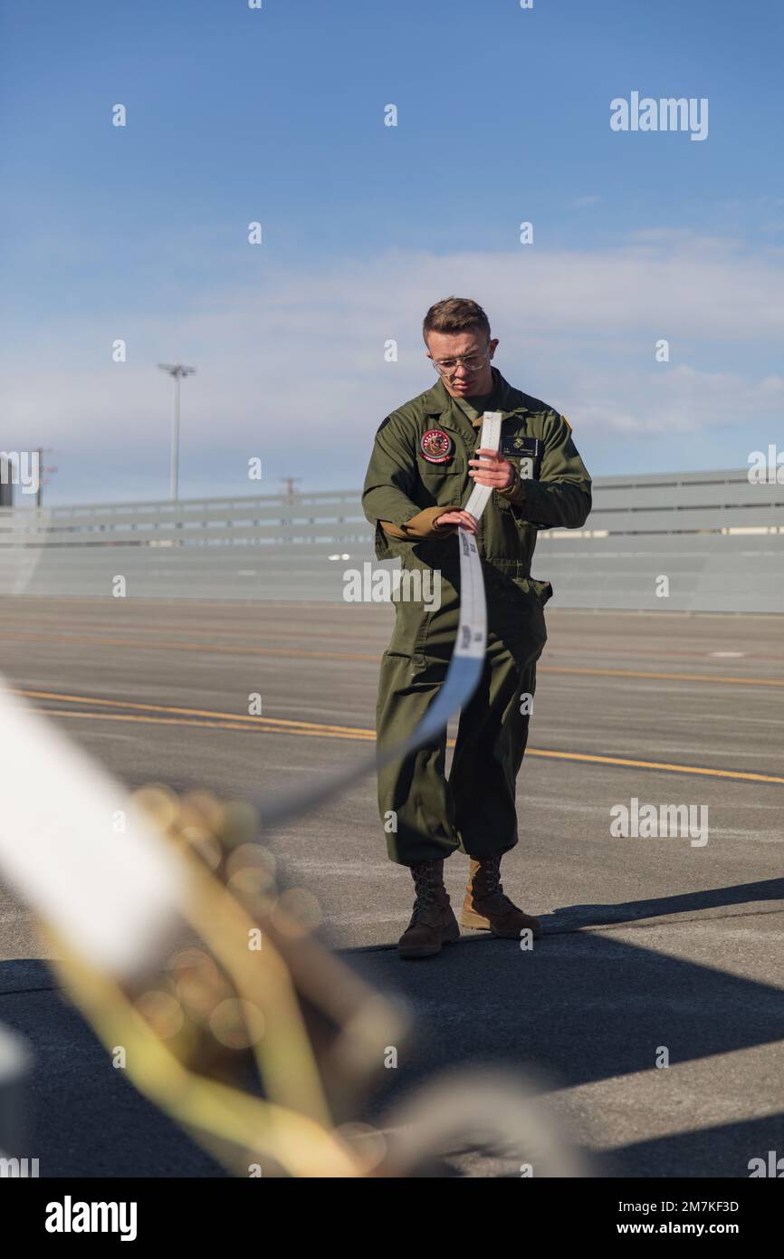 U.S. Marine Corps Lance Cpl. Joshua Stevenson, an aircraft ordnance ...