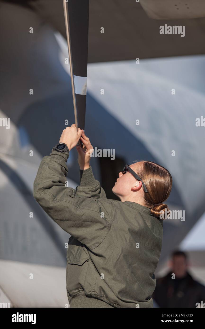 U.S. Marine Corps Sgt. Allie Schriever, a power line mechanic with ...