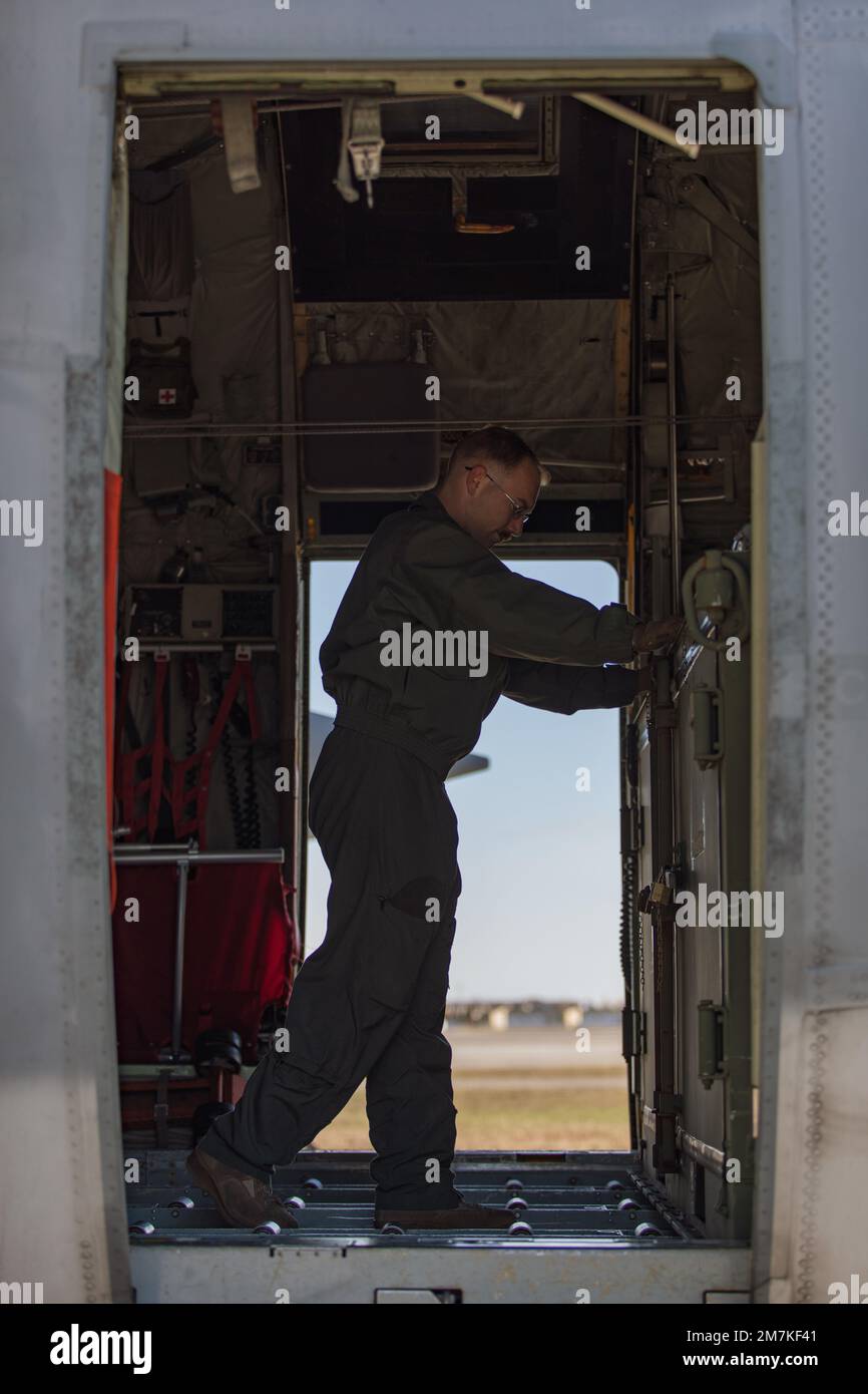 U.S. Marine Corps Cpl. Joseph Long, a loadmaster with Marine Aerial ...