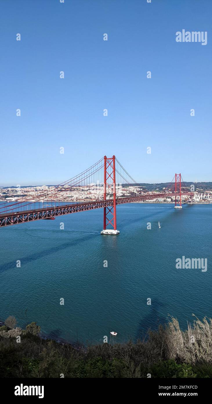 A vertical shot of a beautiful bridge above the sea Stock Photo - Alamy