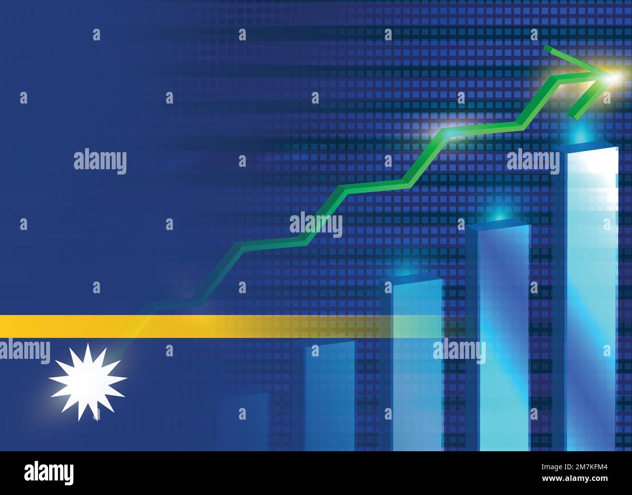 Economic growth concept in Nauru.Nauru flag with charts,growth arrow ...