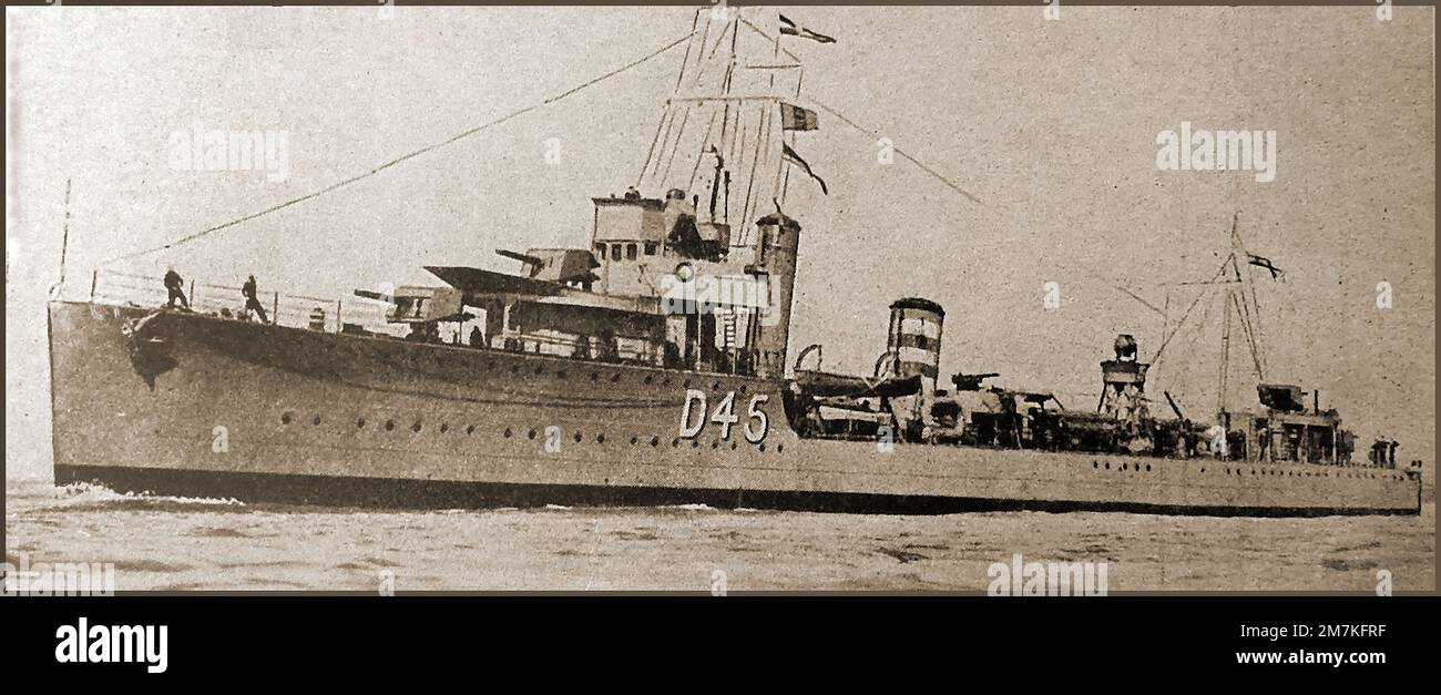 A 1930 image of HMS Dauntless D45 known as a Greyhound of the Fleet ...