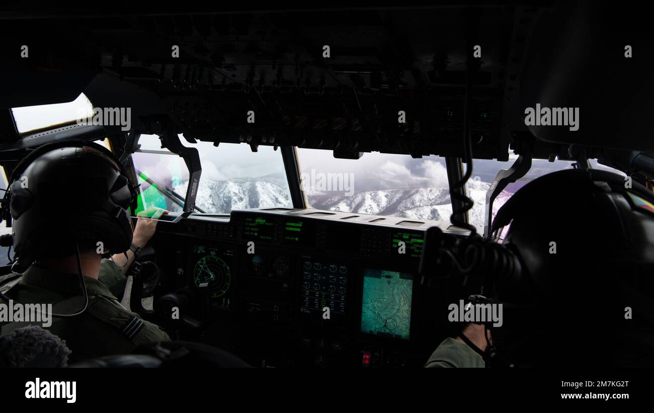 Royal Air Force C-130J Hercules pilots, assigned to No. 47 Squadron ...