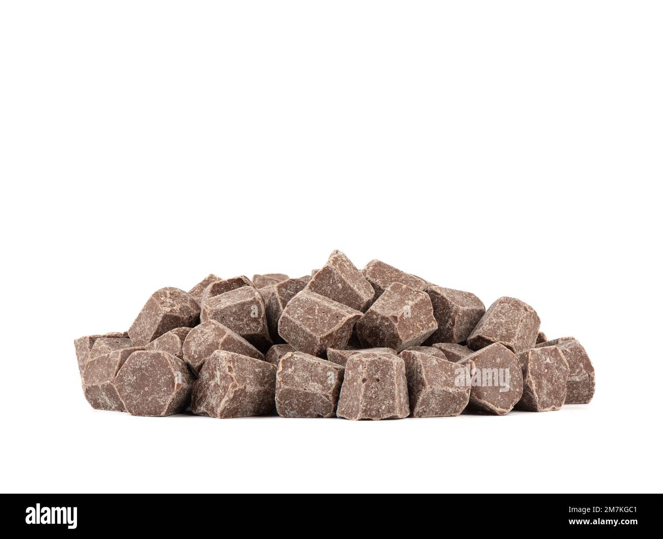 Heap of chocolate in the shape of diamonds isolated on white background ...