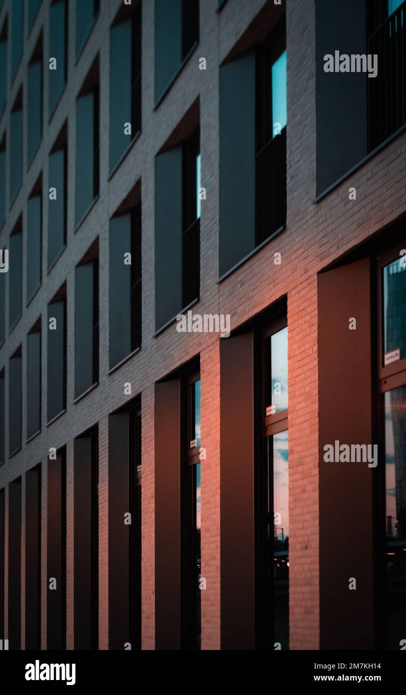 A vertical shot of brick panel exterior foundations of a building Stock ...