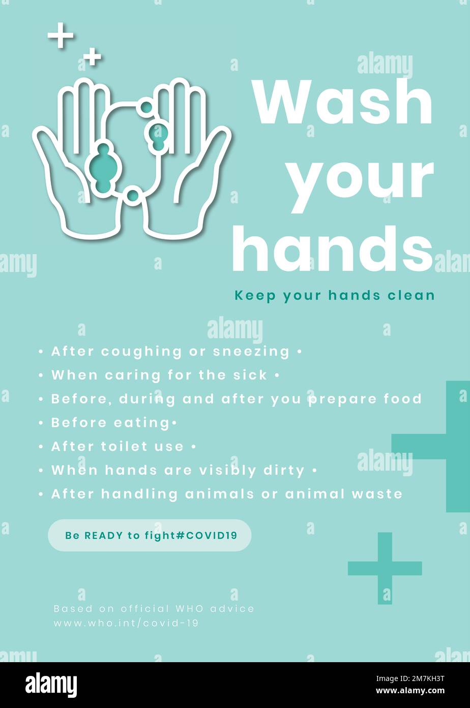 Wash your hands, be ready to fight covid-19 template vector Stock ...